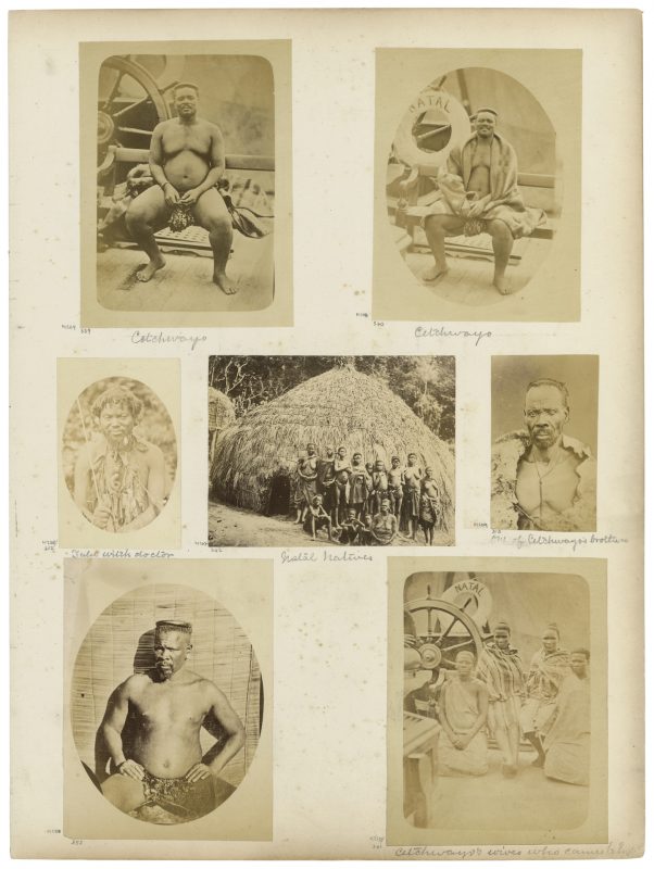 [Album page with photographs of Cetshwayo and his family, Chief ...